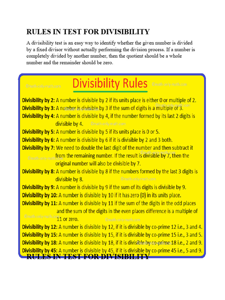 Rules in Test For Divisibility | PDF | Euclid | Science