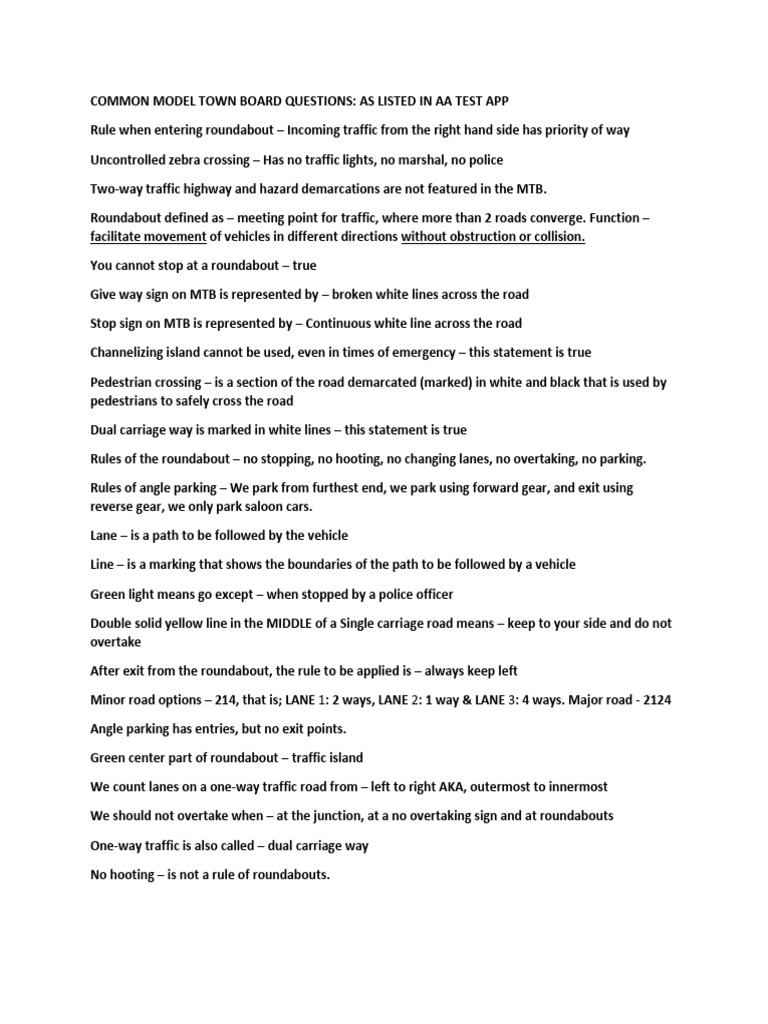 Common Model Town Board Questions | PDF