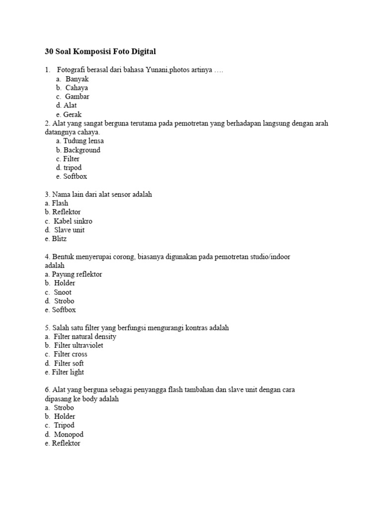 Kumpulan Soal Fotografi | PDF