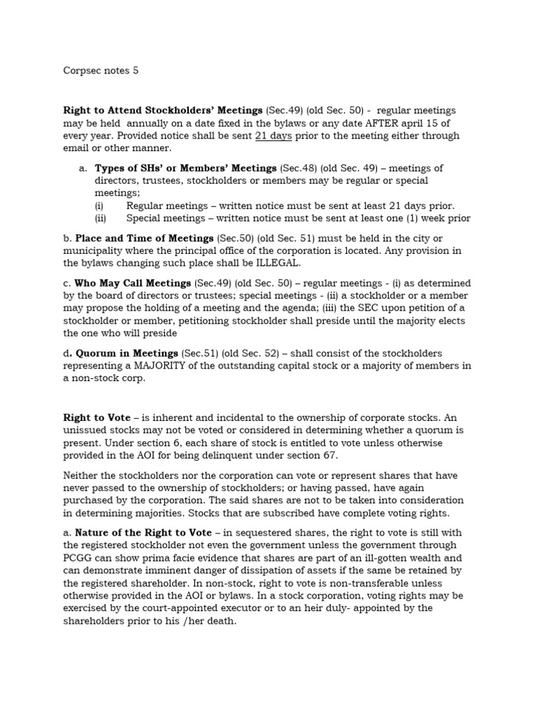 Corp Sec Notes 4 | PDF | Stocks | Corporations