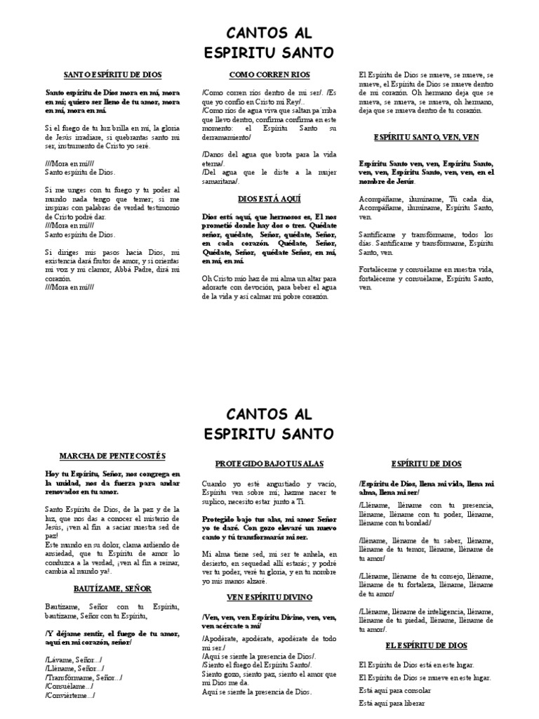 Cantos Al Espiritu Santo | PDF | María, madre de Jesús | Misa (liturgia)