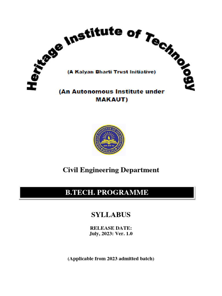 Btech Ce Ug Curriculam 1st Yr Syllabus 2023 Onwards Pdf Engineering Science 2615