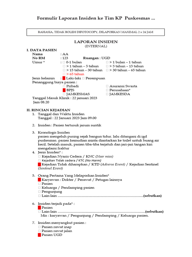 Laporan Insiden Keselamatan Pasien UGD | PDF | Ilmu Sosial