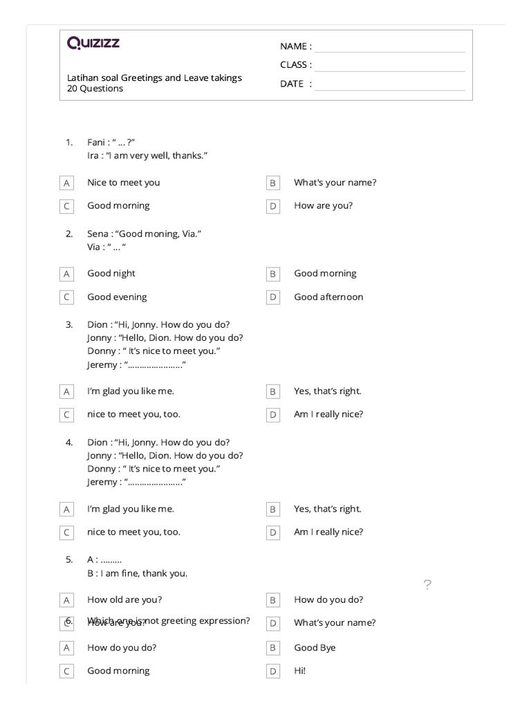 Latihan Soal Greetings and Leave Takings | PDF