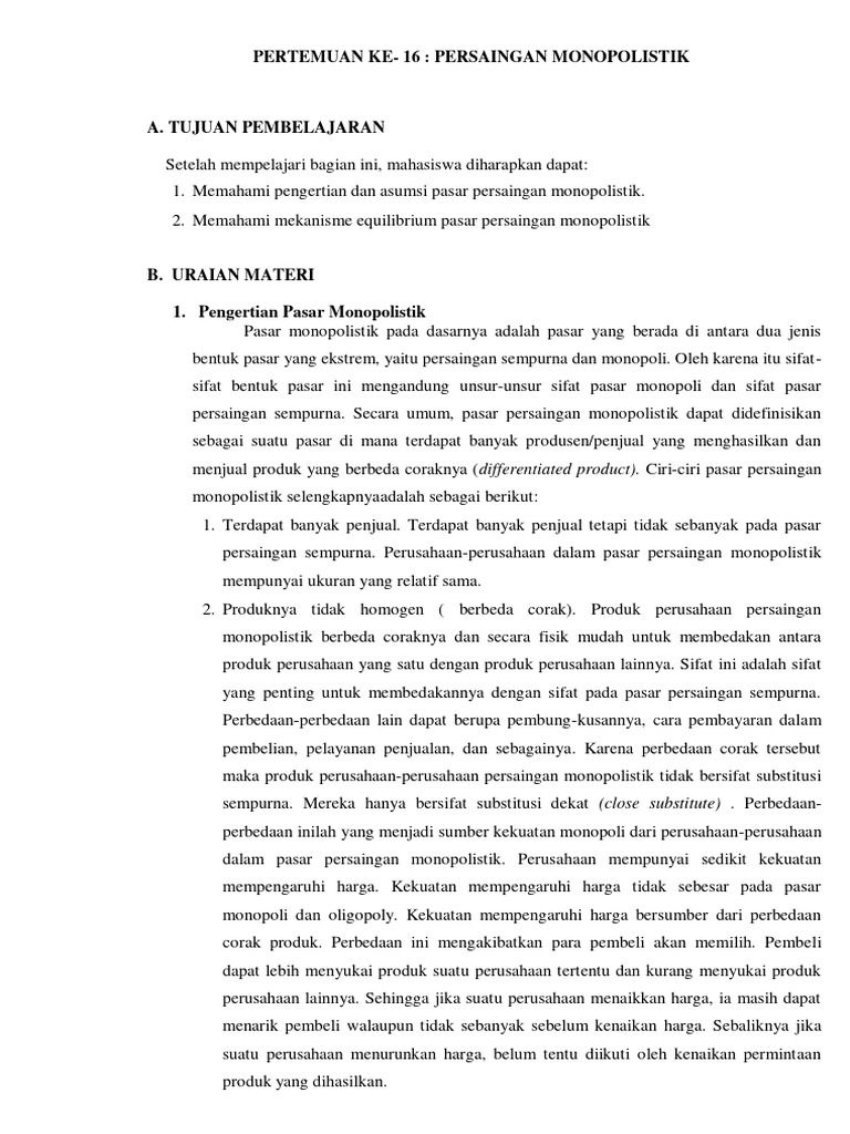 Ekonomi Mikro Pert.16 | PDF