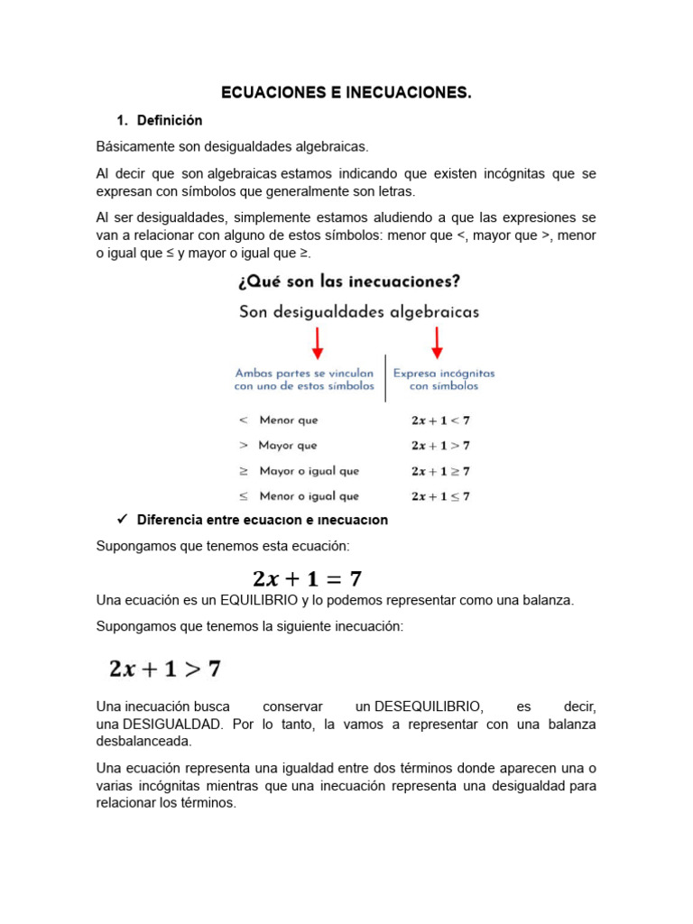 Ecuaciones e Inecuaciones | PDF | Ecuaciones | Ecuación cuadrática
