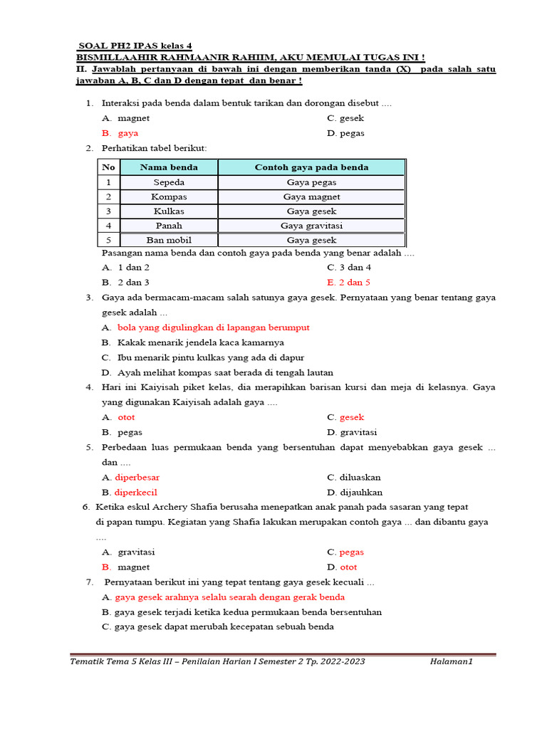 SOAL PH2 IPAS Kelas 4 | PDF