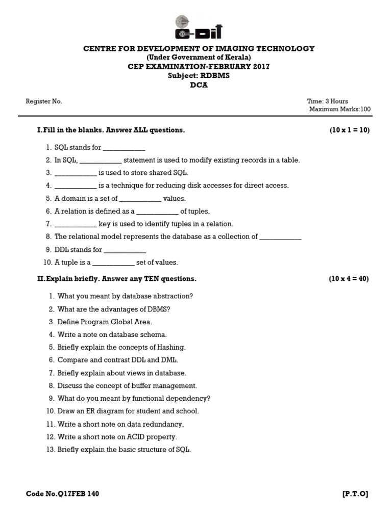 Rdbms Feb 2017 Merged Pdf Relational Database Relational Model