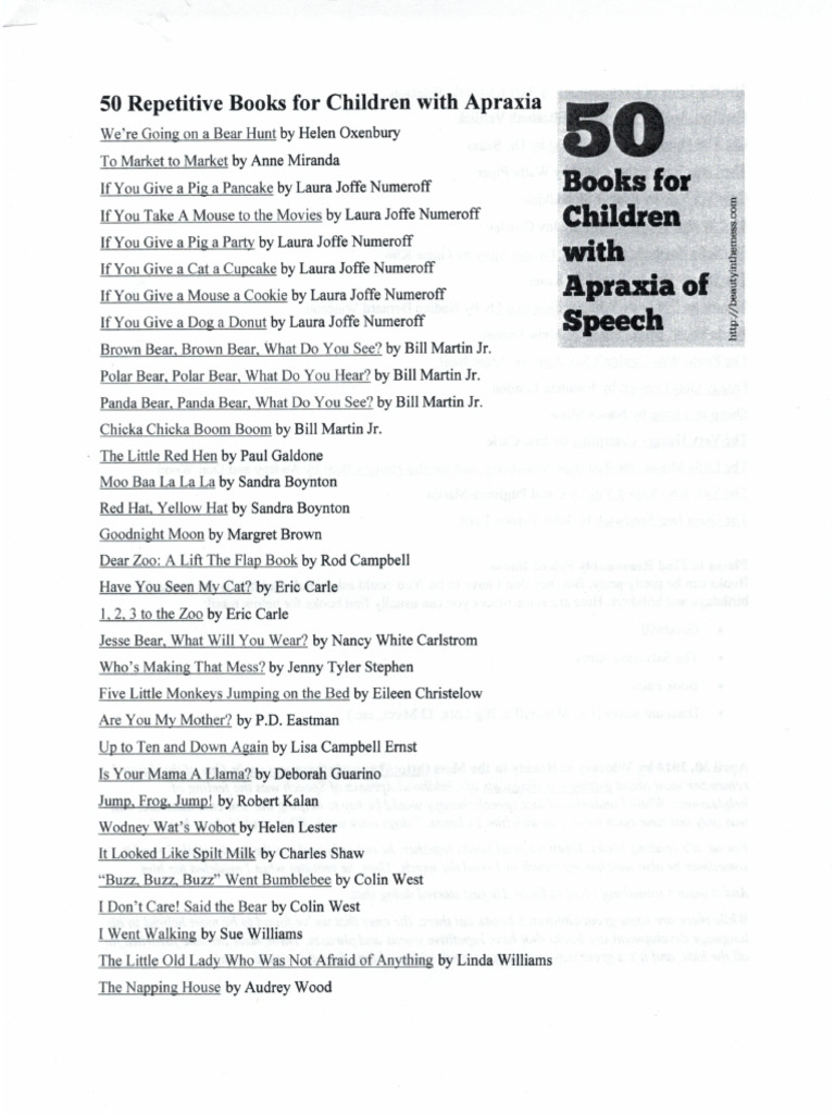 50 Repetitive Books For Children With Apraxia11032014 | PDF