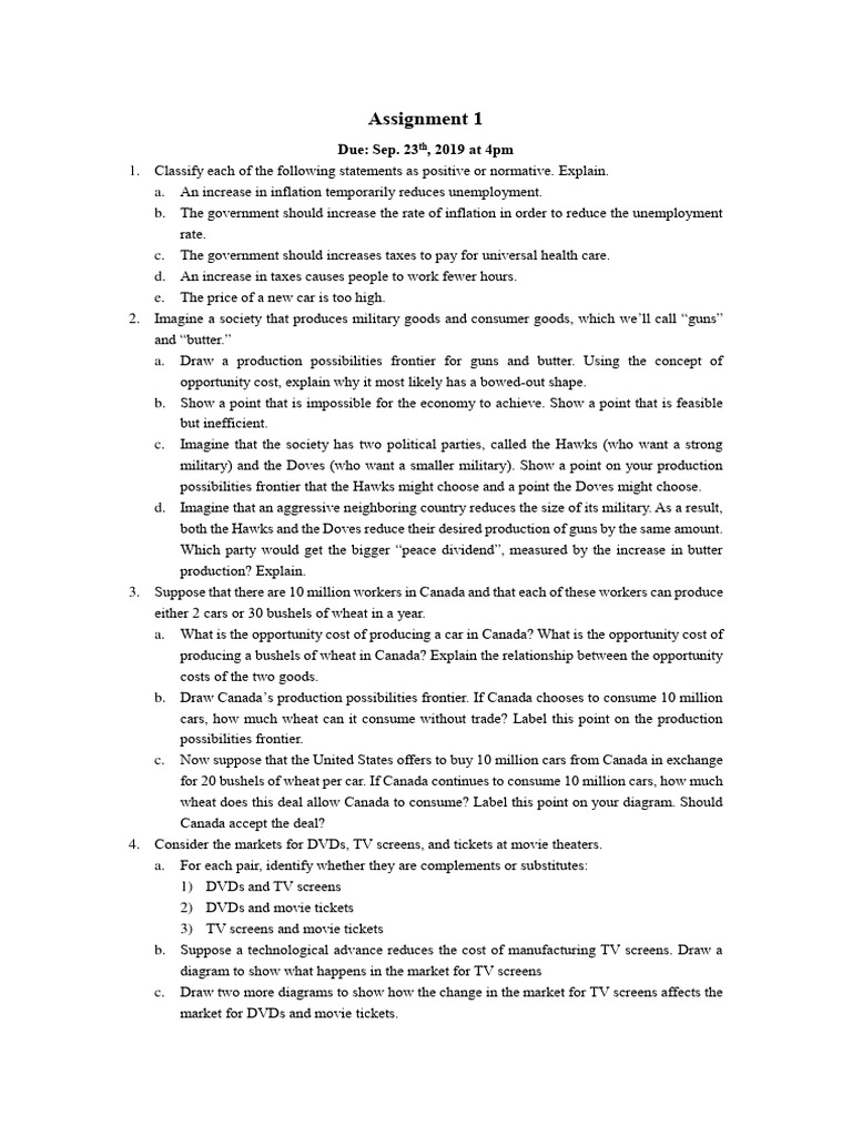 Assignment 1 Economics | PDF | Inflation | Unemployment