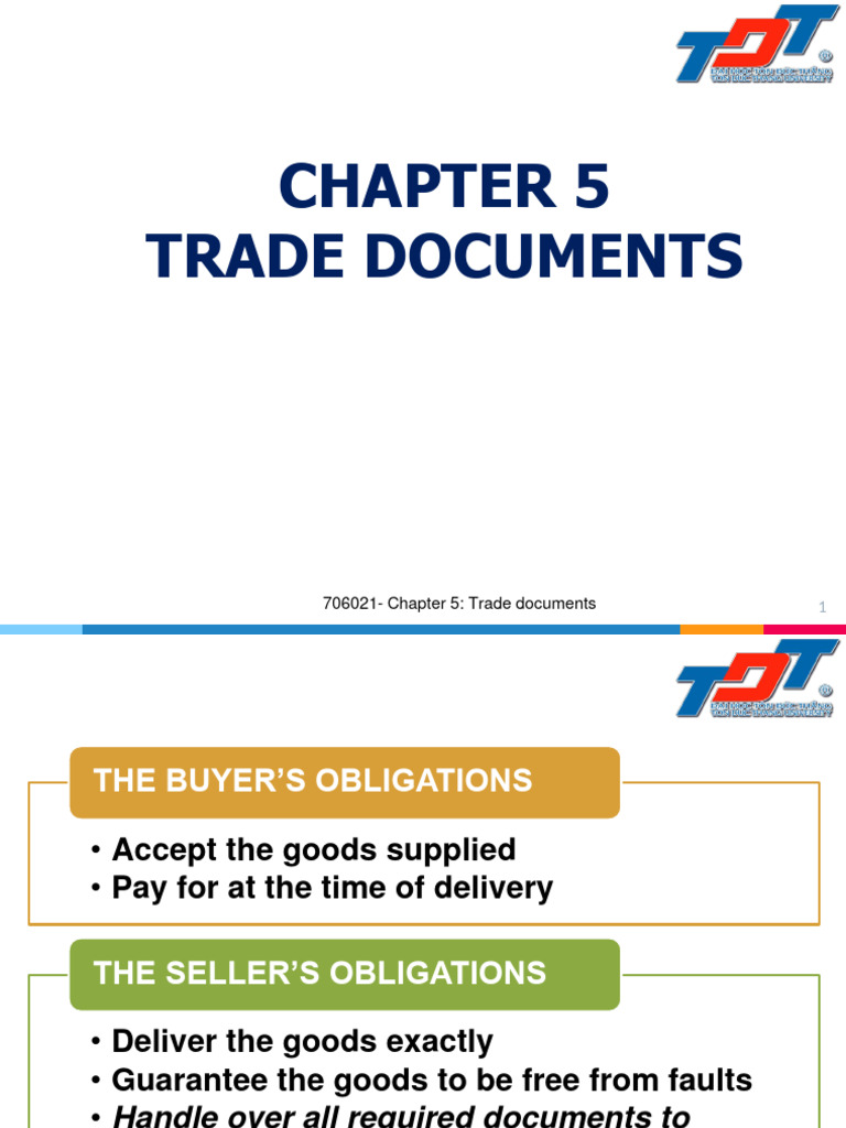 Chapter 6 Trade Documents | PDF | Bill Of Lading | Trade