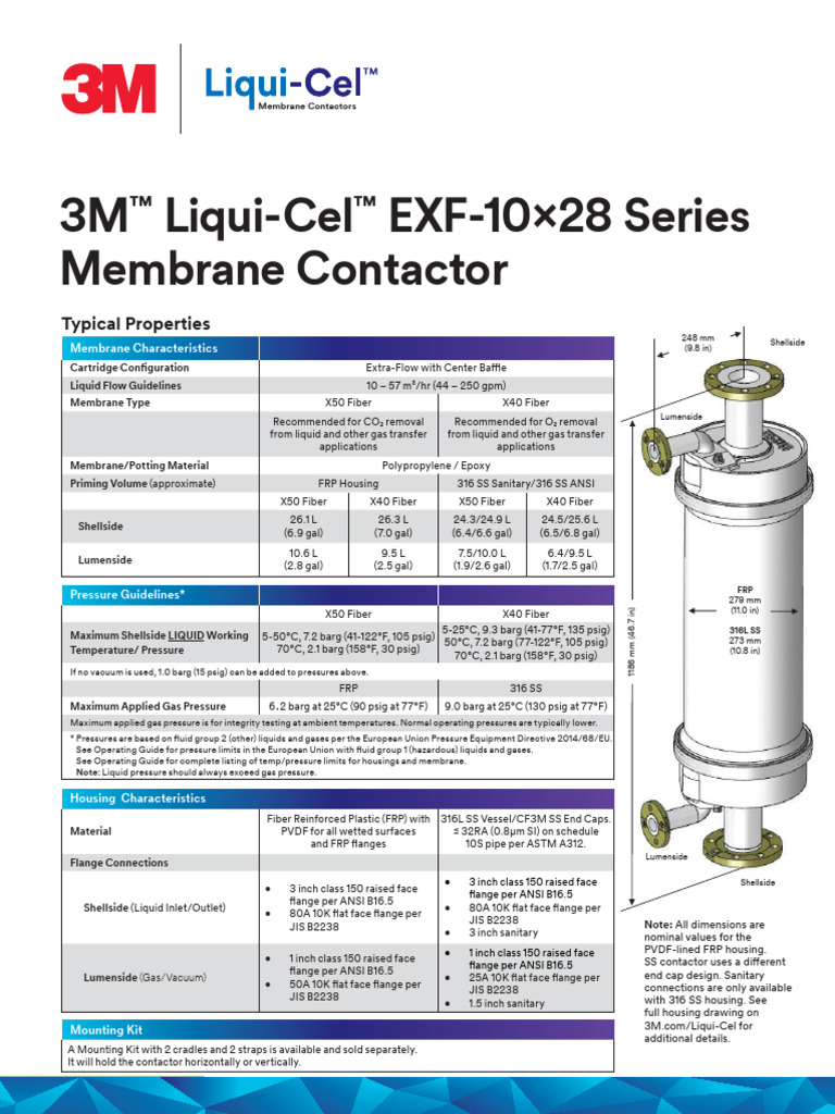 Liqui Cel EXF Series 10x28 Datasheet | PDF | Pressure | Fibre Reinforced Plastic