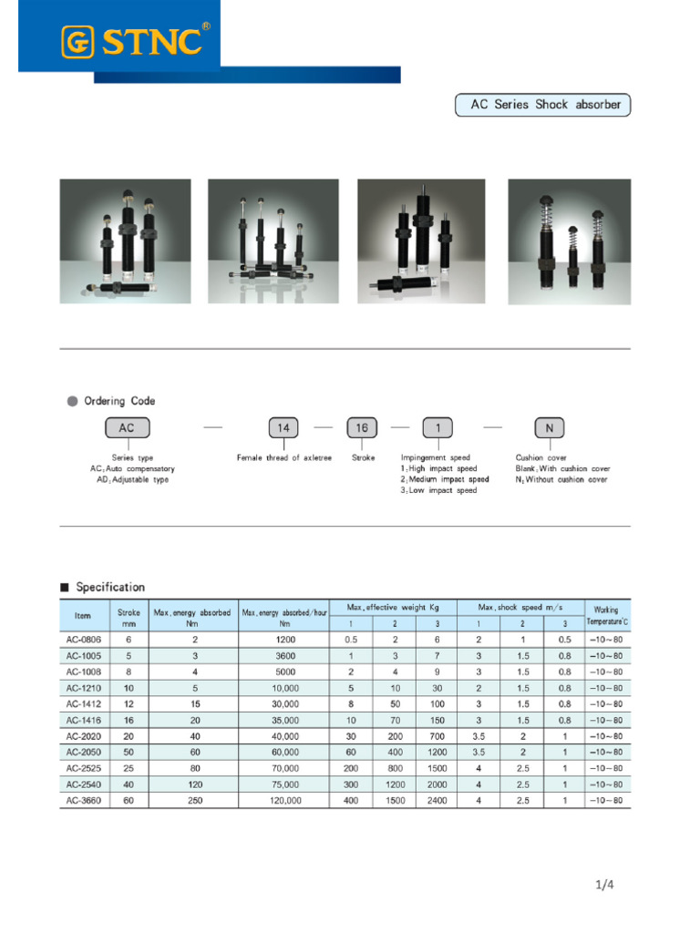 Giảm chấn thủy lực STNC AC - AD - Shock - Absorber | PDF