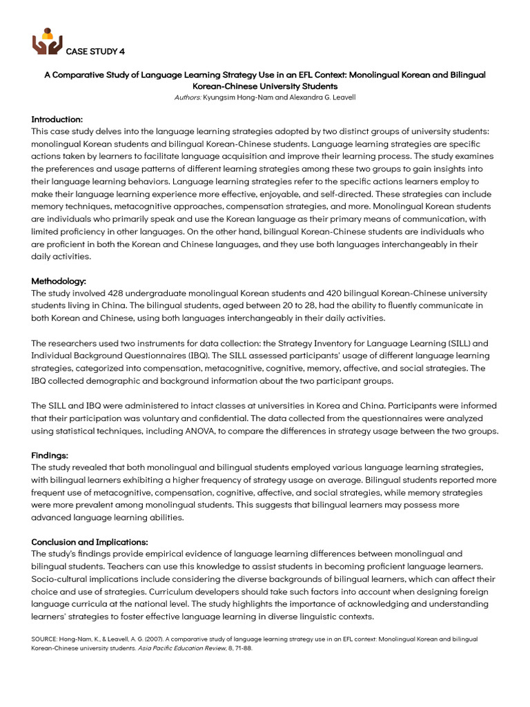 HUMSS Case Study 4 | PDF | Multilingualism | Language Acquisition
