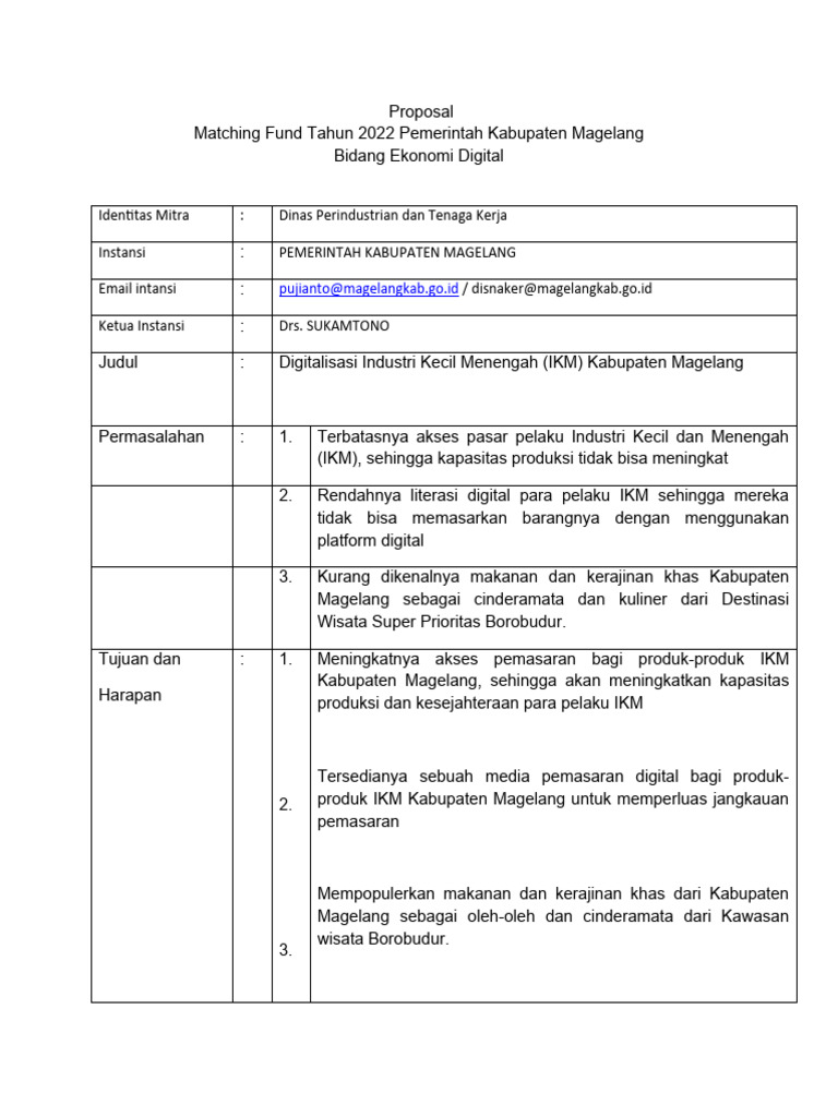 Contoh Proposal Matching Fund | PDF