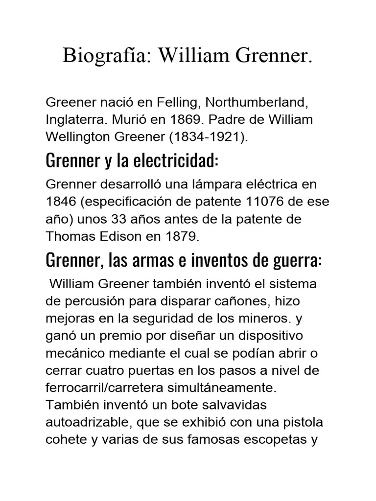 Biografía - William Grenner | PDF | Historia