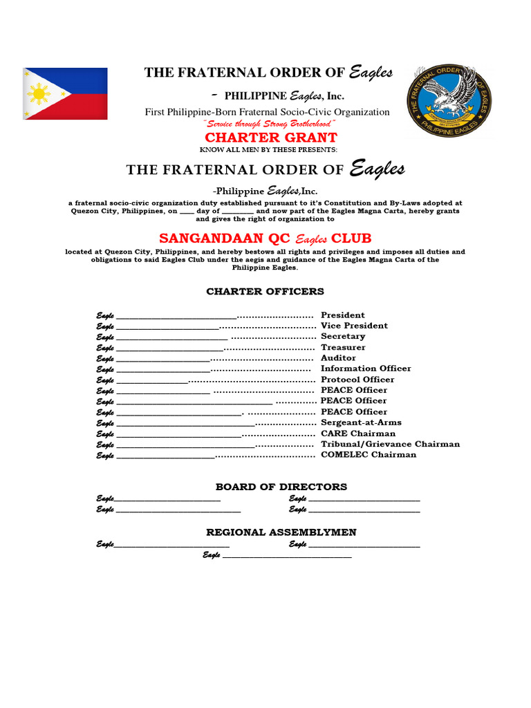 Charter Grant Tarlac Gerona Eagles Club Official | PDF | Governance ...