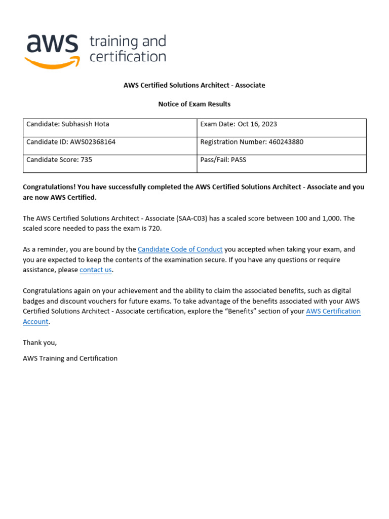 AWS Certified Solutions Architect - Associate | PDF | Architect ...