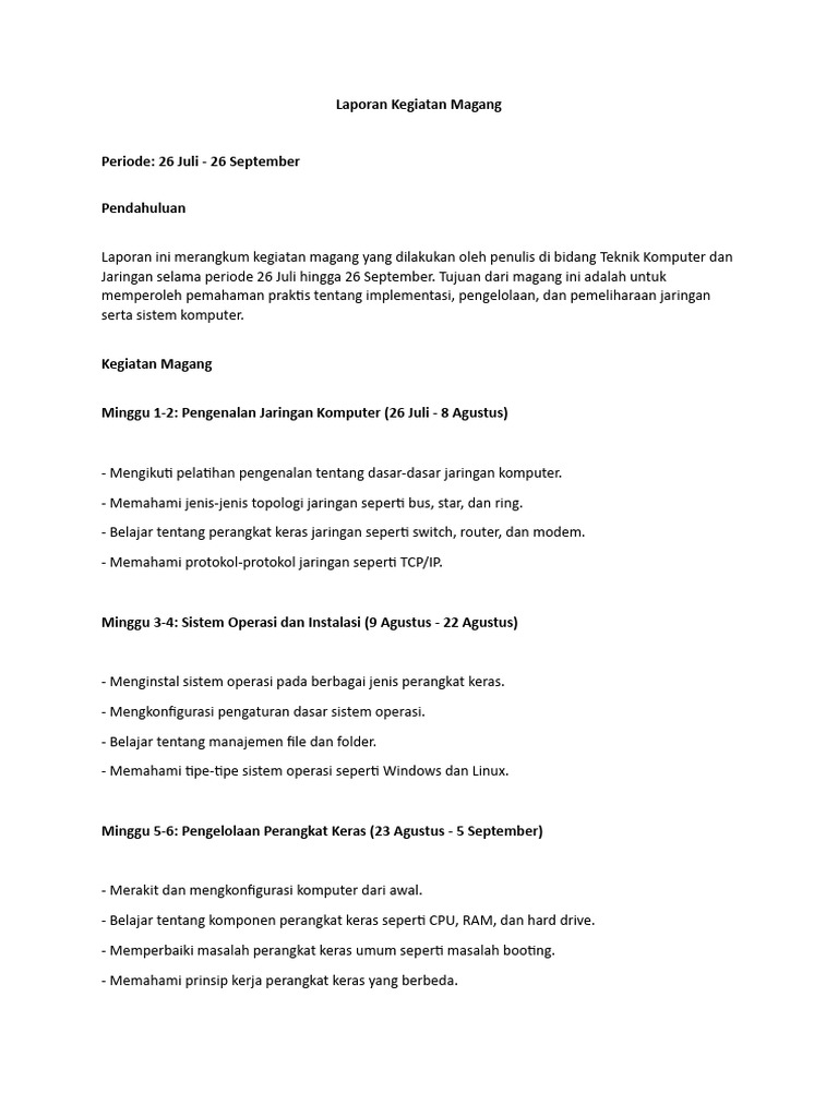Laporan Kegiatan Magang | PDF