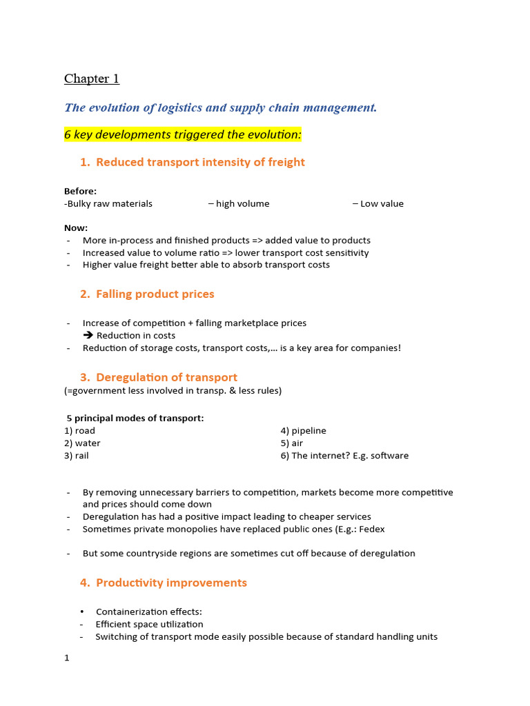 Logistics Summary | PDF | Logistics | Supply Chain