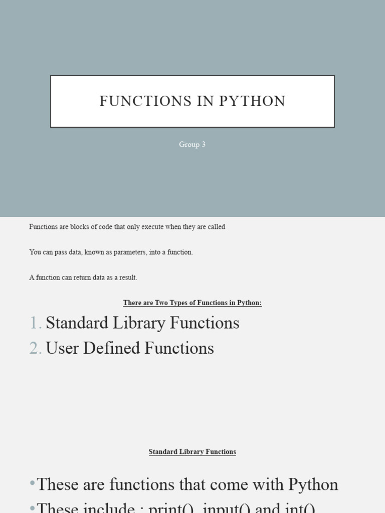 Functions In Pythongroup3 Pdf Parameter Computer Programming Control Flow