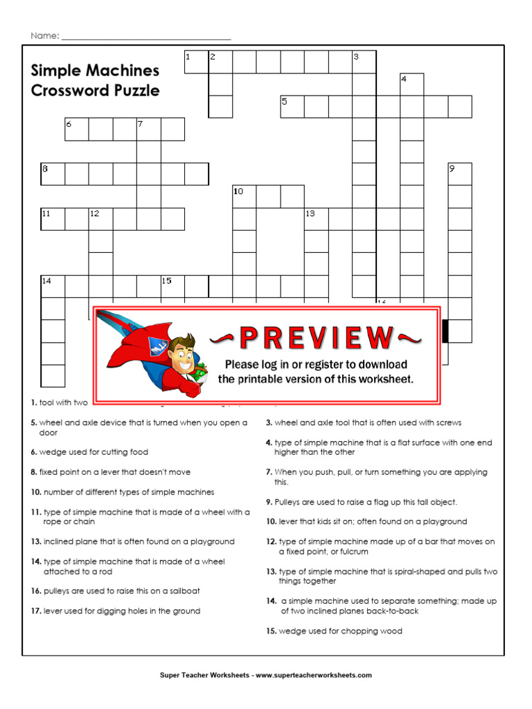 Simple Machines Crossword | PDF | Machines | Lever