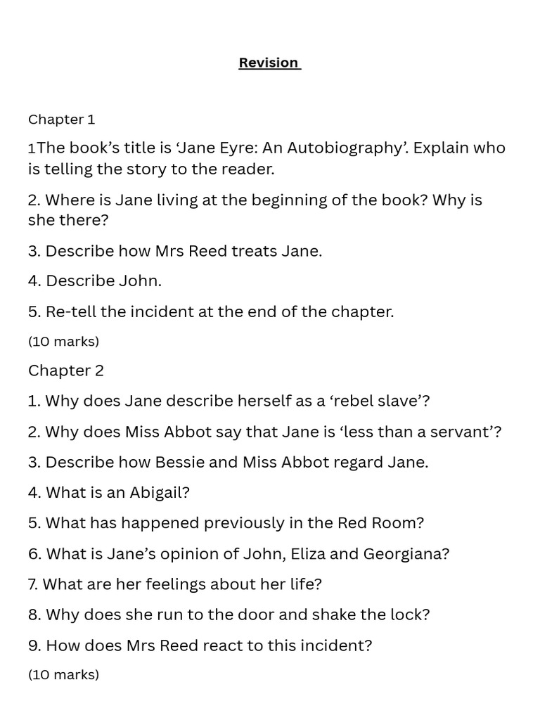 Jane Eyre Revision | PDF