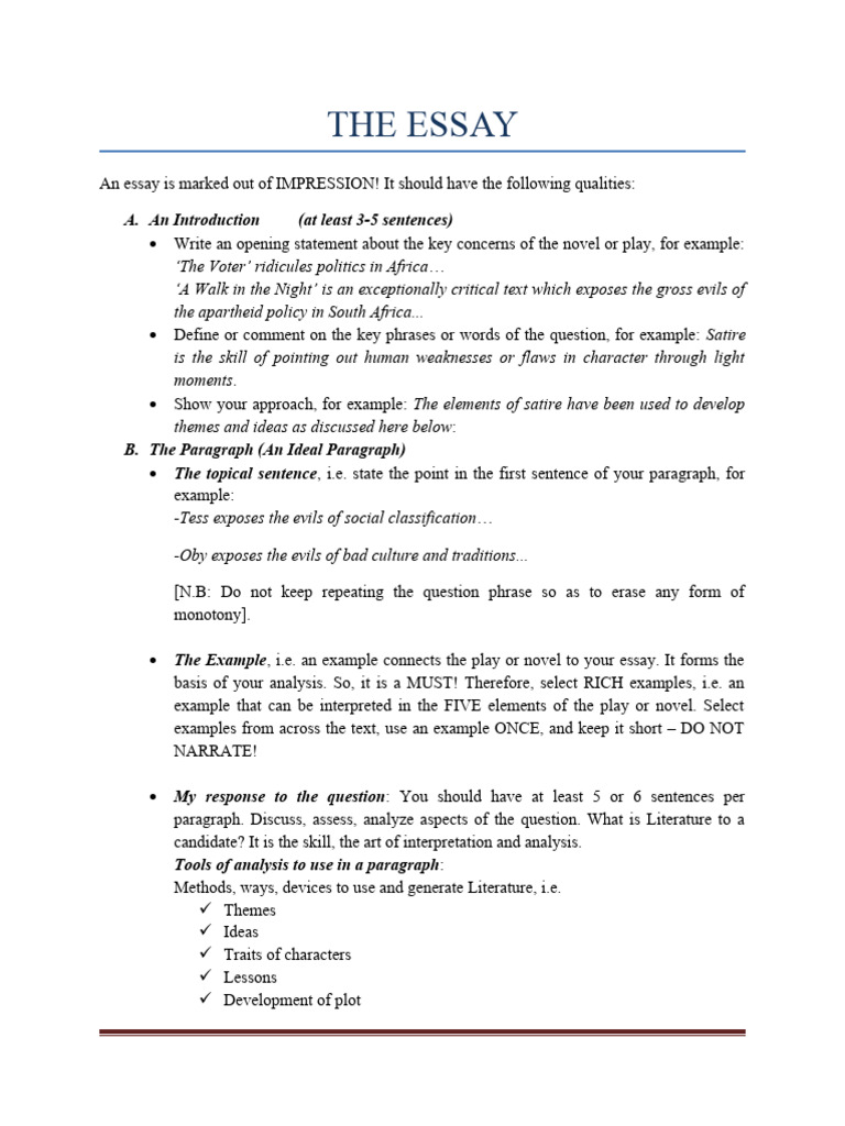 Essays and Context Answering in Literature | PDF | Essays | Question