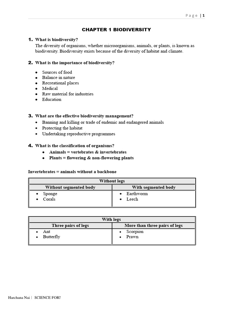 Chapter 1 Biodiversity | PDF | Leaf | Plants