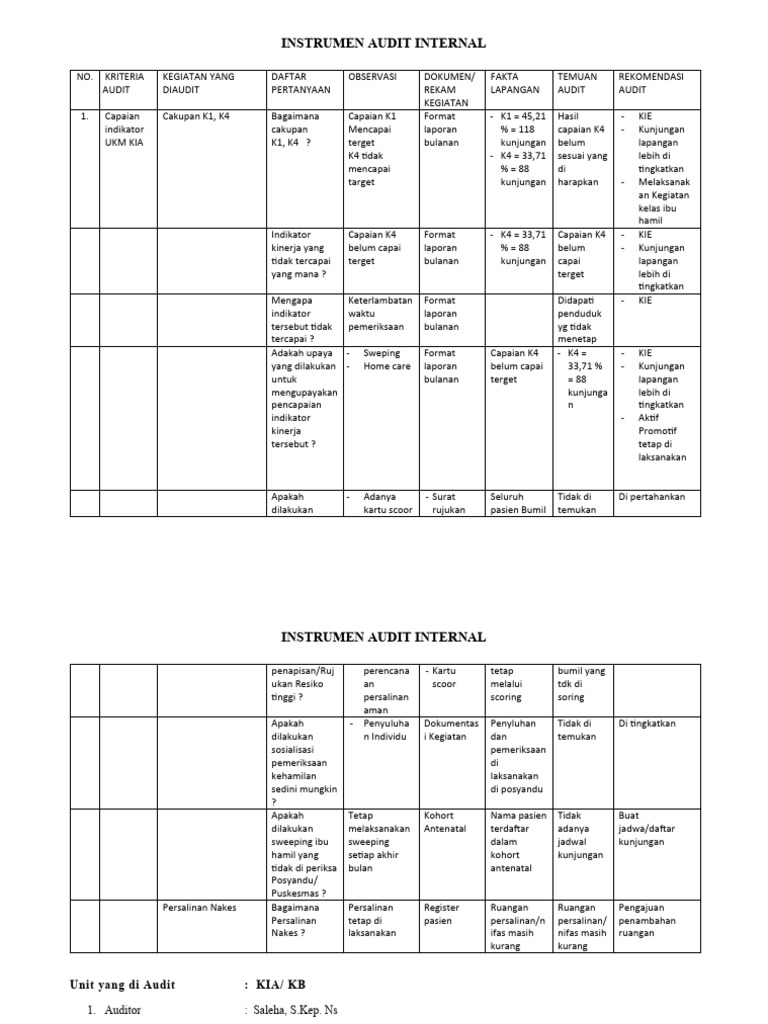 Instrumen Audit Kia Ukm | PDF