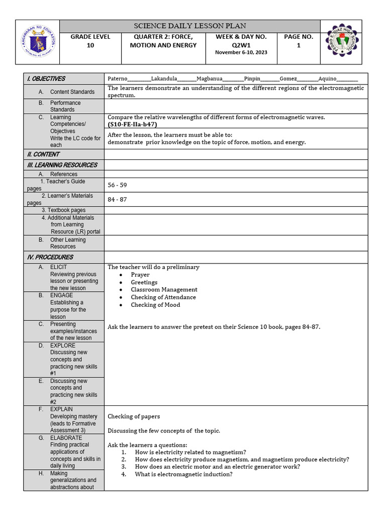 Lesson Plan - Scientists of Electromagnetism and Their Theory | PDF ...
