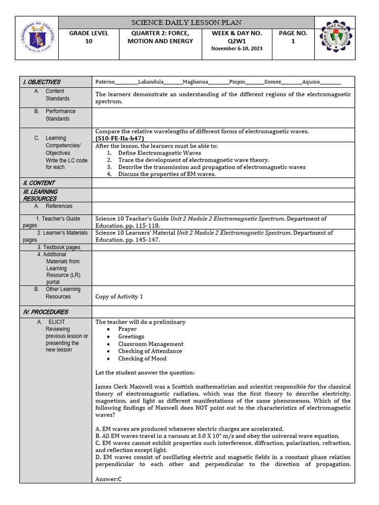Lesson Plan - Introduction | PDF | Waves | Electromagnetic Radiation
