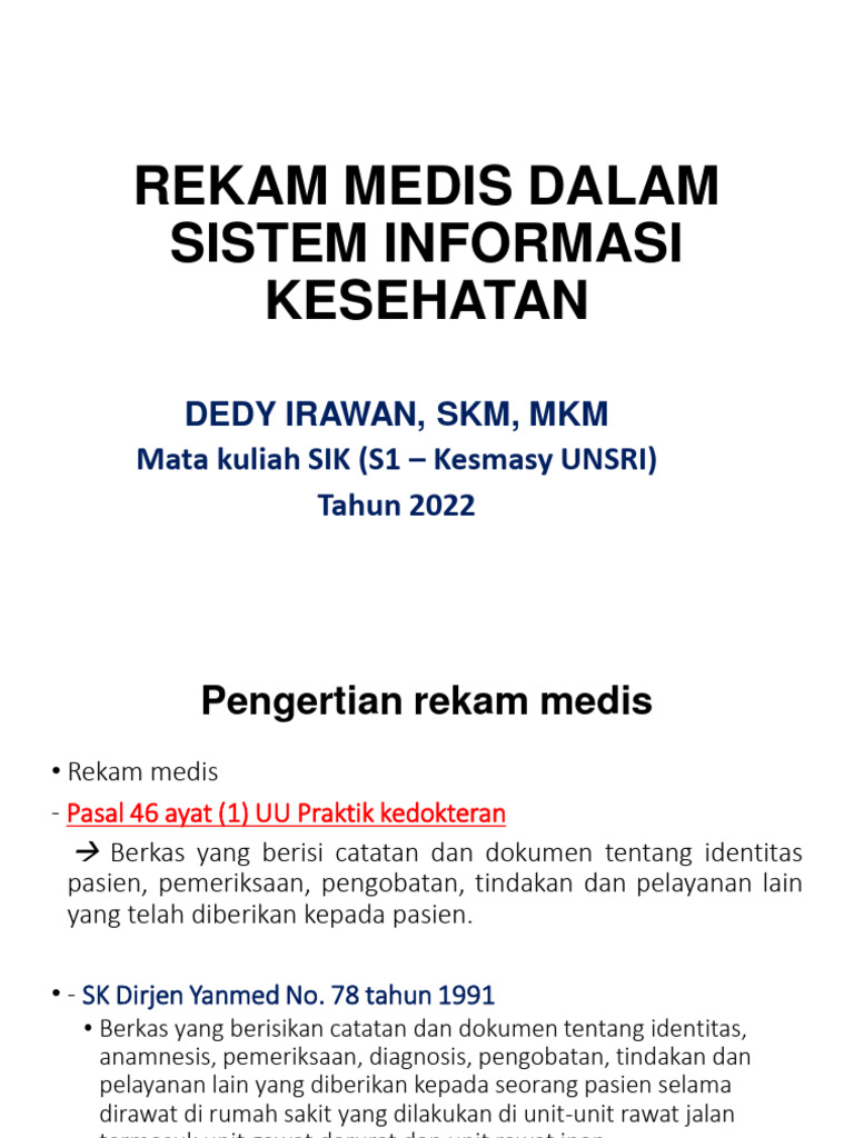 Rekam Medis dalam Sistem Informasi Manajemen | PDF