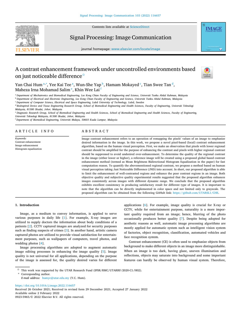A Contrast Enhancement Framework Under Uncontrolled Environments Based On Just Noticeable ...