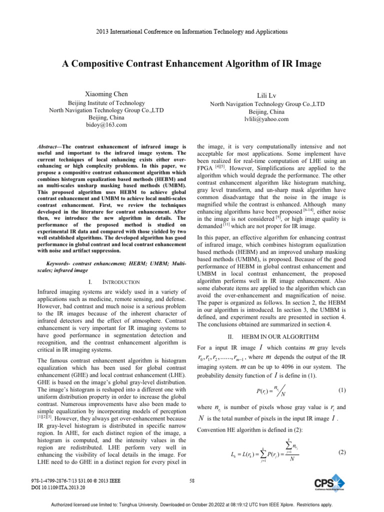 A Compositive Contrast Enhancement Algorithm of IR Image | PDF ...
