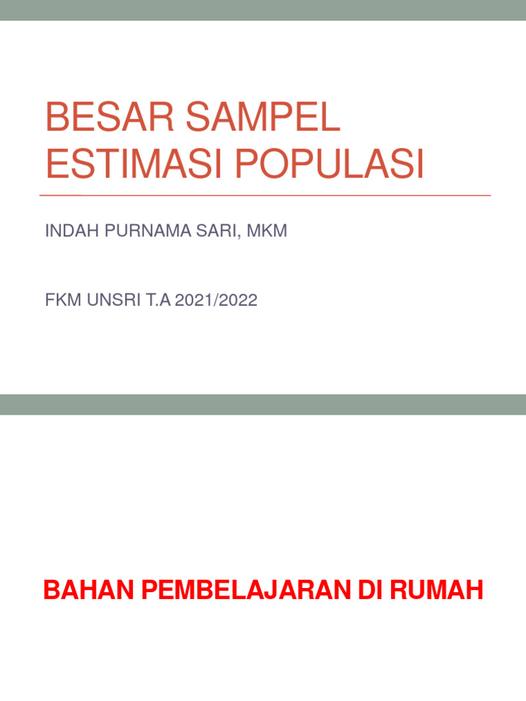 Besar Sampel Estimasi Populasi | PDF | Kesehatan Holistik | Sains & Matematika