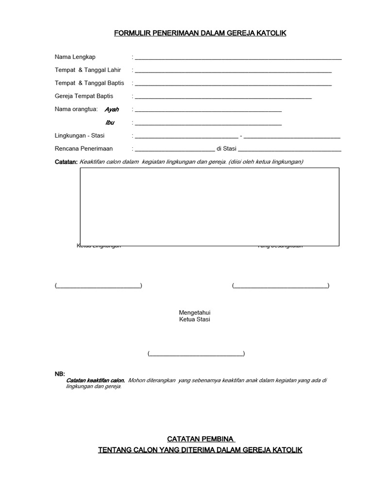 Formulir Penerimaan | PDF