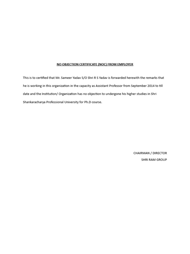 No Objection Certificate | PDF