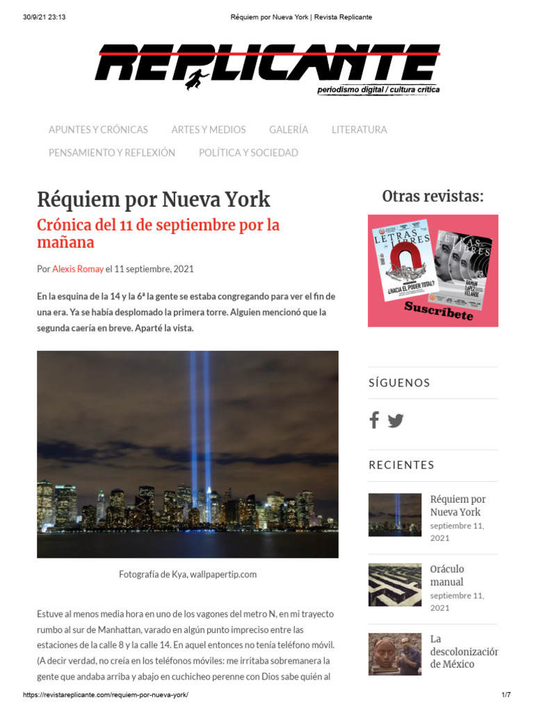 Alexis Romay - Réquiem Por Nueva York - Crónica Del 11 de Septiembre de ...