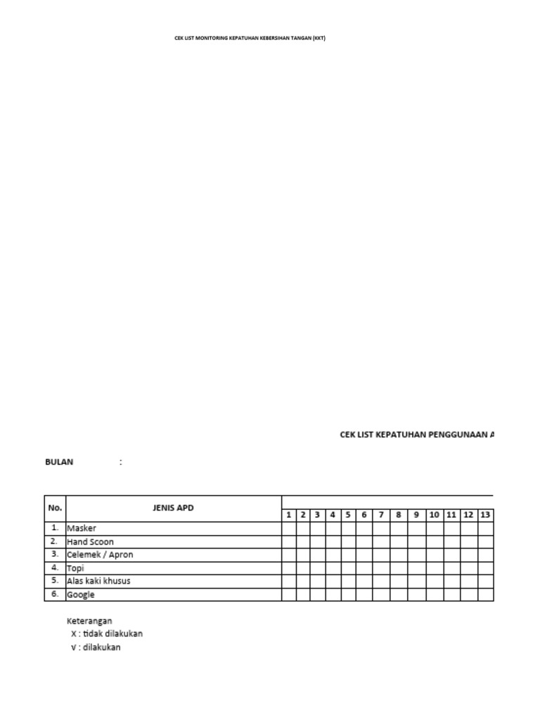Contoh Cek List | PDF
