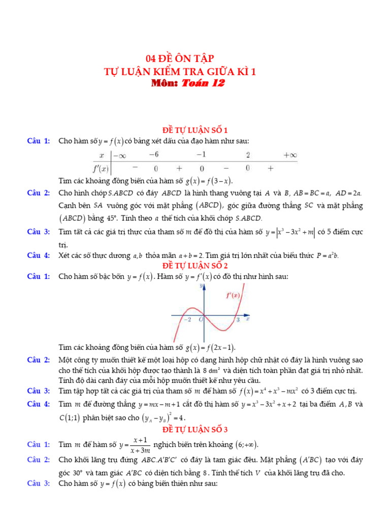 4 de Tu Luan Giua Ki 1 Toan 12 | PDF