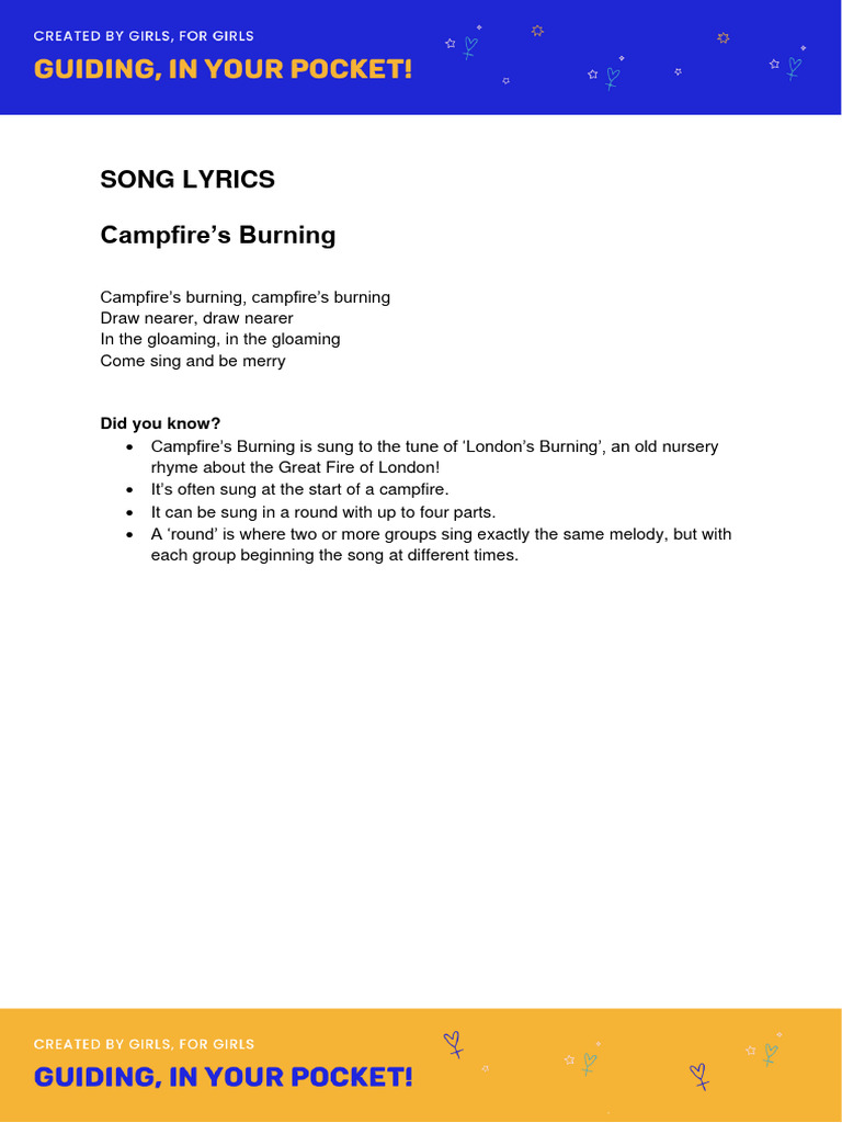 Week 7 Campfires Burning Lyrics | PDF
