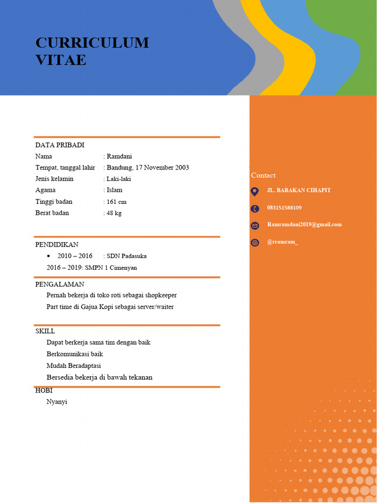 CV - Ramdani New | PDF | Karier & Perkembangan
