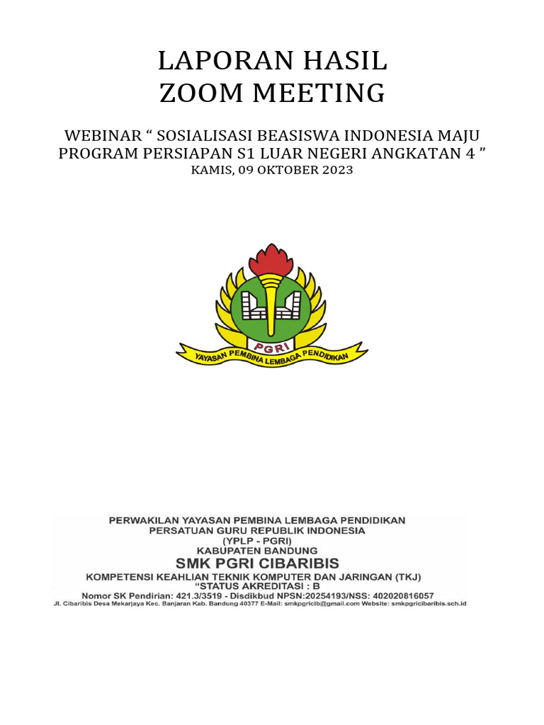 Laporan Hasil Zoom Meeting | PDF