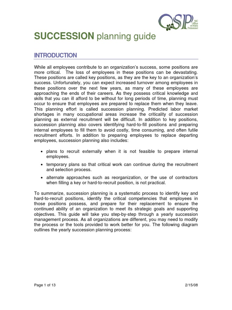 Succession Planning Guide for Organizations | PDF | Succession Planning ...