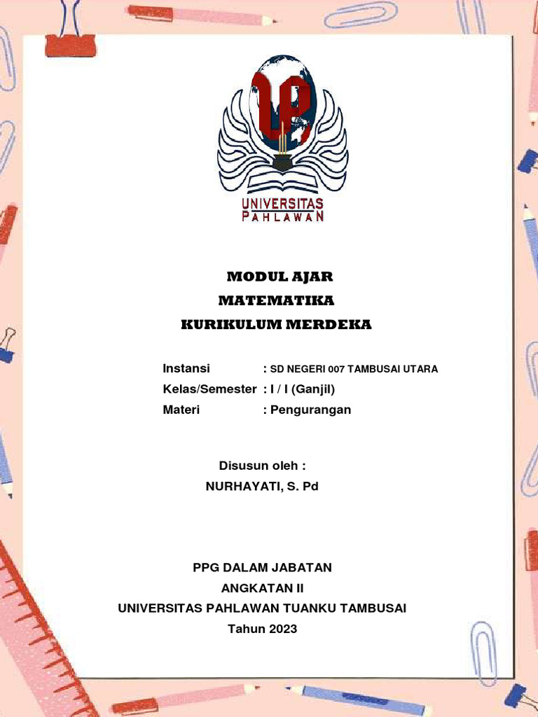 Modul Ajar Pengurangan Kelas 1 SD | PDF