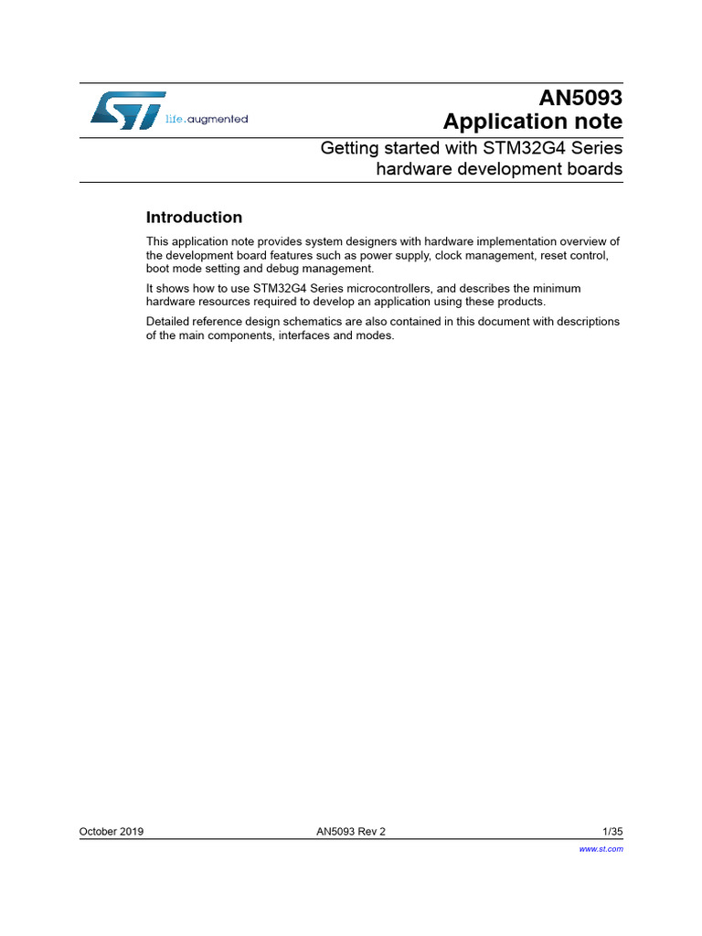 An5093 Getting Started With stm32g4 Series Hardware Development Boards Stmicroelectronics | PDF ...
