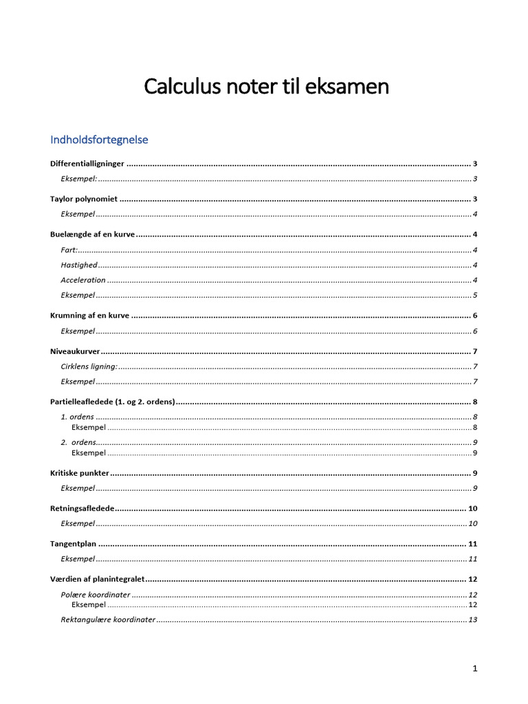 Calculus Noter Til Eksamen | PDF