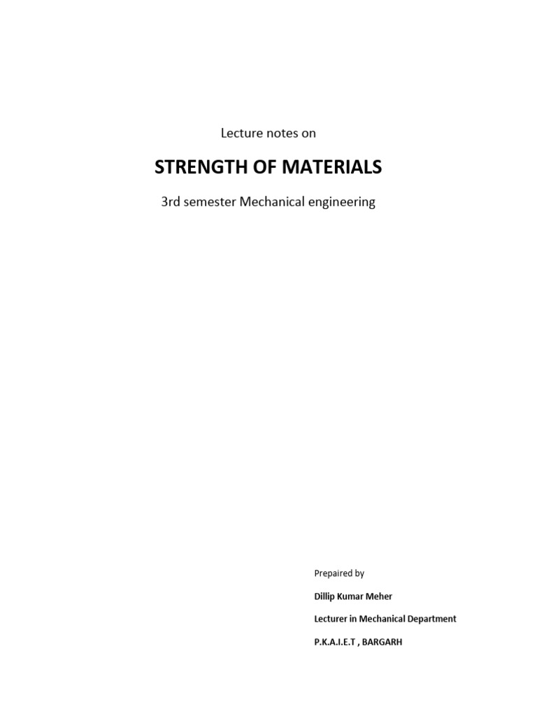 Strength of Materials Notes for ME 3rd Sem | PDF