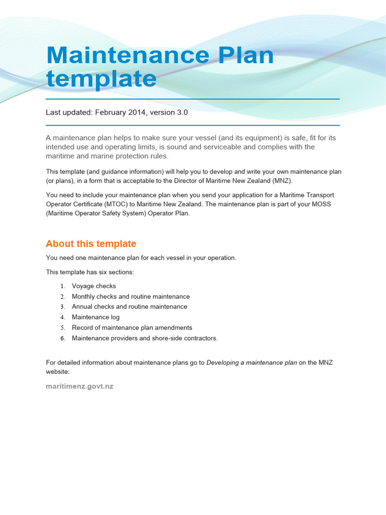 Maintenance Plan Template | PDF | Manufactured Goods